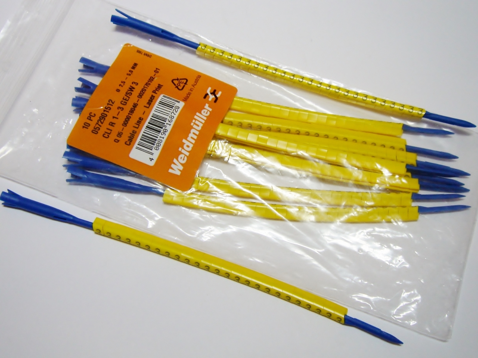 Juhtmemärgid "5", Weidmüller, CLI R 1-3 GE/SW 5, 0572901518, märgis ...